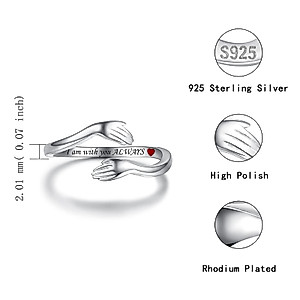 Sariel Hug Ring for Daughter Mom Inspirational Mother's Day Birthday Christmas Gifts Jewelry for Teens Women (I am with you ALWAYS)