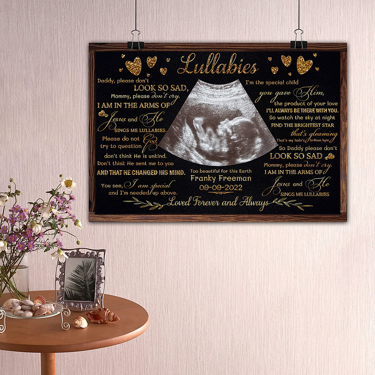 HANIKID Personalized Baby Memorial Canvas Too Beautiful For This Earth Wall Art Poster Gift For Loss Of Stillborn Infant Miscarriage Child In Loving Memory Remembrance Sympathy Idea For Grieving Mom