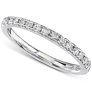Kobelli Round Diamond Wedding Band 1/3 carat (ctw) in 14K White Gold, Size 6.5, White Gold