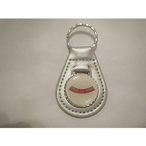 FAIRLANE FALCON CYCLONE 289 HIGH PERFORMANCE LOGO LEATHER KEYCHAIN - SILVER