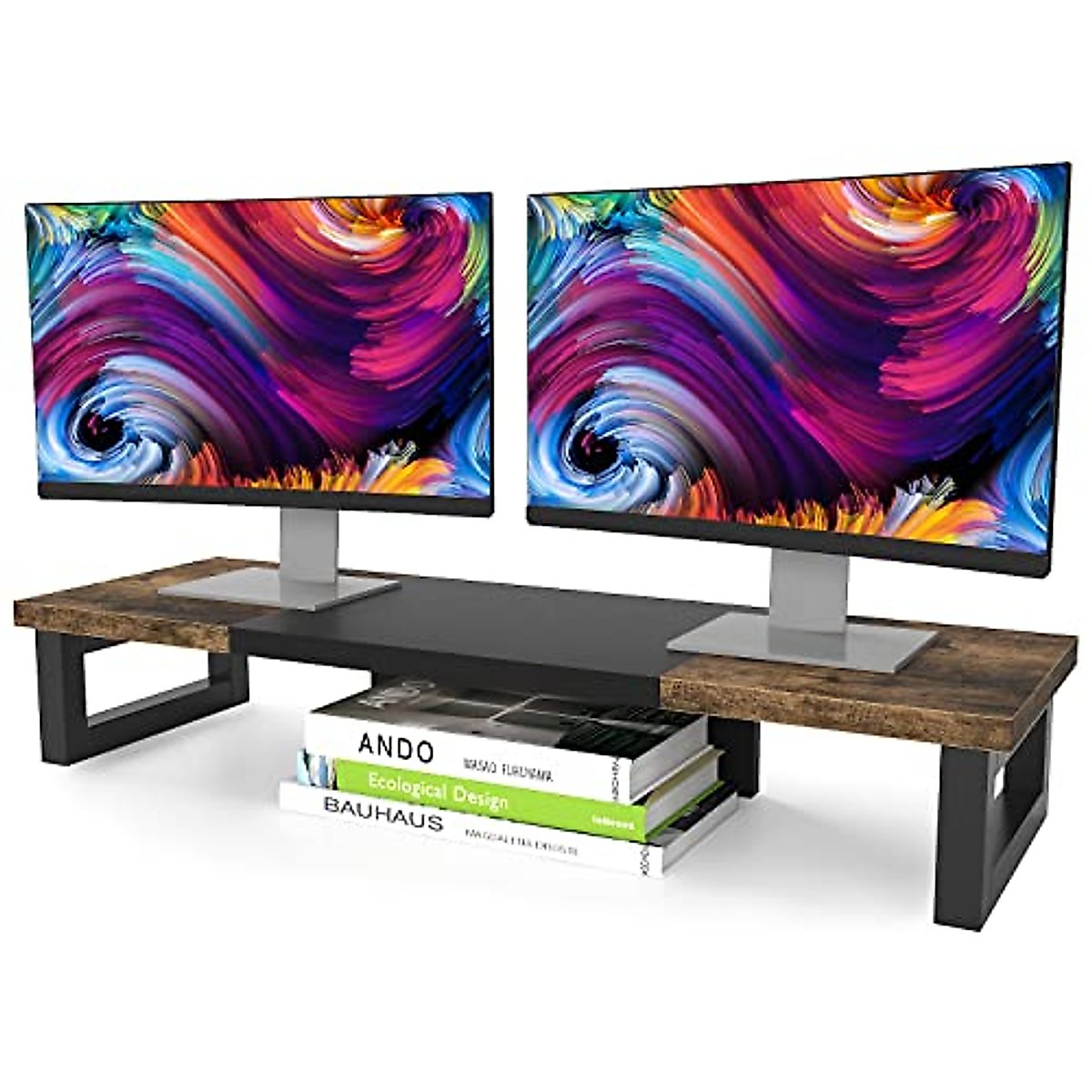 WESTREE Dual Monitor Stand Riser-Monitor Stand Riser for 2 Monitors, Sturdy Computer Monitor Stand, Multi-Purpose Desktop Storage Stand for Computer,Laptop,Printer,TV