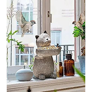 Cat Garden Statue Outdoor Decor, Cat Sculptures Figurine Decorations Gardening Lawn Ornament Décor Gifts for Women 12.3" in Height