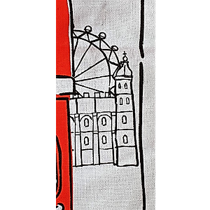 Sketchy Red London Bus Tea Towel Souvenir Sketch Routemaster Cartoon Drawing Souvenir Gift White by Elgate