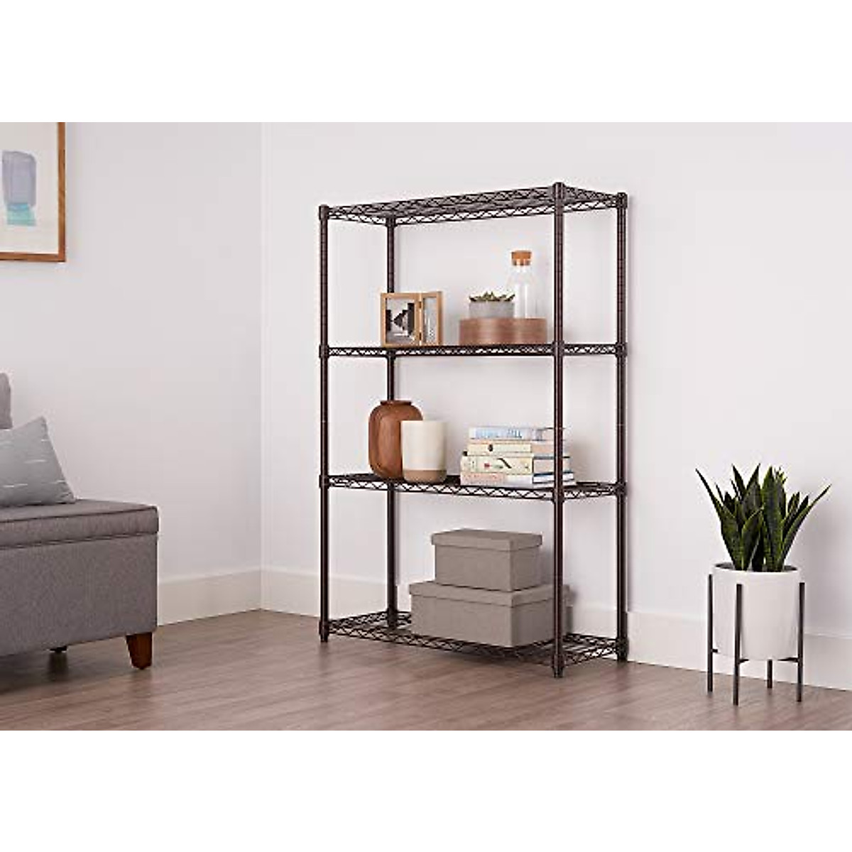 TRINITY 4-Tier NSF Wire Shelving Rack, 36 by 14 by 54-Inch, Bronze