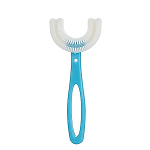 Bluelanss Toothbrushes,All Rounded Children U Shape Toothbrush, U-Shaped Whole Mouth Teeth Brush, Silicone Bristles Massage Gums, All-Round Cleaning Toothbrush s s Blue A, XXX-Small