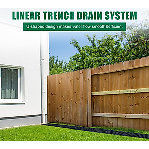 Natotela Deep Profile HDPE Trench Drain-39.4Lx6.1Wx5.5H in. Channel Drain with Grates,6 Pack Total Length 236.22 in, Plastic Trench Drain System for Outdoor,Downspout,Yard Fence,Pool,Sidewalk,Patio