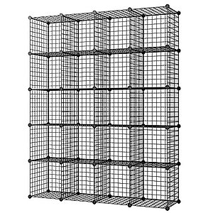 KOUSI Storage Cube - 14"x14" Cube (20 Cubes) Organizer Stackable Cubes for Storage Cubby Unit Wire Bookshelf, Black Wire