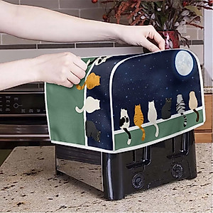 Baxinh Galaxy Print Oven Cover Kitchen Bread Machine Protector, Moon Cat 4 Slice Toaster Cover for Home, Anti Dust Fingerprint Coaster Cover, Kitchen Small Appliance