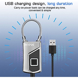 Fingerprint Lock with Key Backup, Smart keyless Waterproof Fingerprint Padlock Ideal for Gym, Door, Suitcase, Luggage Backpack, Bike, Office