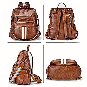 OPAGE Leather Backpack Purse for Women Fashion Designer Ladies Shoulder bags Travel Backpack