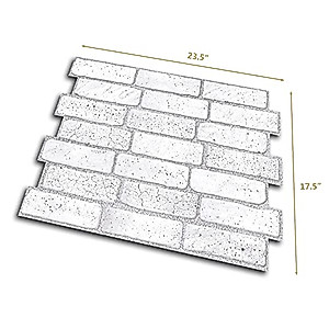 Retro-Art 3D Wall Panels, Pack of 10, Old Brick in White, PVC, 17.5" x 23.75", Cover 28.86 sq.ft. 571OG