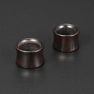 ZS Black Wood Tunnel Gauges Stretcher Expander Brown Ear Gauges Plugged Ears Wood Plugs Ear Stretching Kit Ear Plugs Tunnel Sandalwood (Black Tunnel-16mm)
