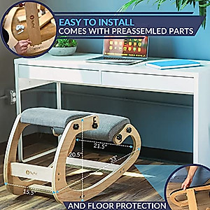 NYPOT Ergonomic Kneeling Chair - Rocking Office Chair Adjustable Stool - Knee Chair Posture Chair - Wooden Desk Chair, Ergonomic Chair for Home Office, Office Chair for Back Pain, Work from Home Chair