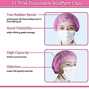 Abnaok Non Woven Shower Caps, 100 PCS Elastic Caps for Food Industries Home & Kitchen Use, Hotels, Restaurant and Hair Salon