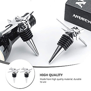 NUOBESTY 2Pcs Metal Wine Stopper Wine Bottle Stopper Airplane Bottle Stopper Decorative Champagne Bottle Stopper for Bar Home Party