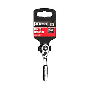 ARES 70041-1/4-Inch Drive High Torque Offset Quick Release Micro Ratchet - 72-Tooth Gearhead with 5 Degree Sweep