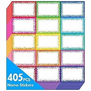 405pcs Name tag Labels, Colorful Name Badge with Permanent Adhesive Writable Name Tag Stickers for School Office Home (Each Measures 3" x 2")