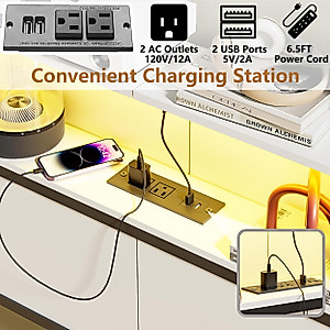 PAKASEPT Headboard Queen Size, Queen Headboards with Outlets, USB Ports and RGB LED Light, 4-Tier Storage Queen Head Board Only for Queen Size Bed, Height Adjustable, White