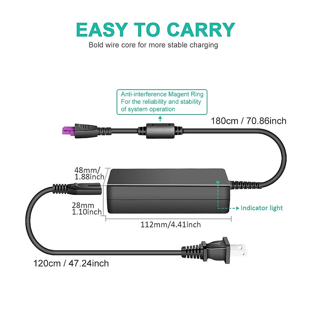 HKY 32V AC Adapter compatible with HP Photosmart/DeskJet/OfficeJet 1315 2620 2645 3055 3515 4500 5500 6000 6200 6500 6500A 7500A C5180 C7280 J4660 HP Printer Power Cord 0957-2271,0957-2269,0957-2286