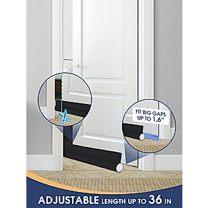 Door Draft Stopper, Draft Stoppers for Bottom of Door, Adjustable Door Sweep Noise Blocker 36inch, Sound Proof for Interior Exterior Doors