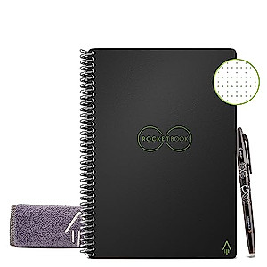 Rocketbook Smart Reusable Notebook, Core Executive Size Spiral Notebook, Infinity Black, Dot Grid, (6" x 8.8")