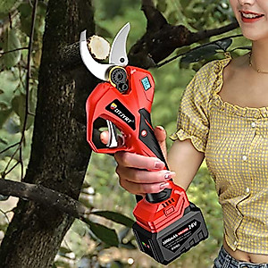 DTJYRT Electric Pruning Shears Cordless Professional Portable Branch Cutter Electric Pruner with 2 PSC Rechargeable 3Ah Lithium Battery 1.38Inch(35MM) Cutting Diameter, 4-6 Working Hours