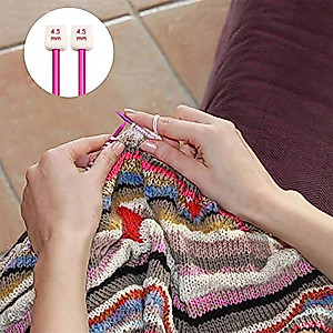 BCMRUN 28Pcs/14 Pairs Stainless Steel Knitting Needles Set, Colored Straight Single Pointed Metal Knitting Needles, 14 Size from 2.0mm-10.0mm, 13.8 Inches Length for Handmade DIY Knitting