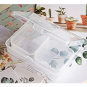 Kingrol 18 Pack Mini Clear Plastic Storage Containers with Lids, 4-1/2 x 3-3/8 x 1-1/8 Inch Empty Hinged Boxes for Beads, Jewelry, Tools, Craft Supplies, Flossers, Fishing