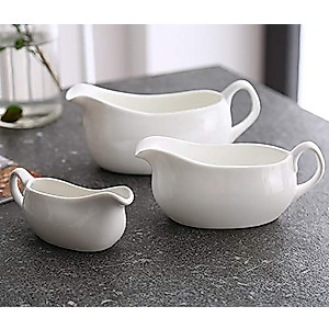 Yesland 2 Pcs 15 oz Gravy Boat, Ceramic White Easy-Pour Gravy Boat for Dining, Holiday Meals & Parties