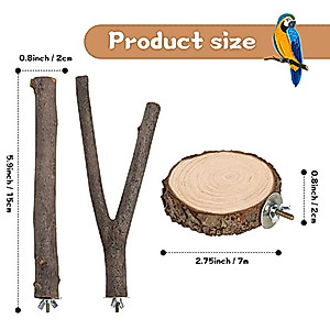 9 PCS Bird Perches Stand Toy, Natural Wood Parrot Perch Stand Bird Cage Branches Platform Accessories for Parakeets Cockatiels Conures Macaws Finches Love Birds