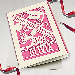 EDSG Graduation Cards 2024 Personalized Graduation Gifts Graduation Card Congrats Grad Paper Cut Graduation Card for High School College Her Him Son Daughter Classmate (Fuchsia)