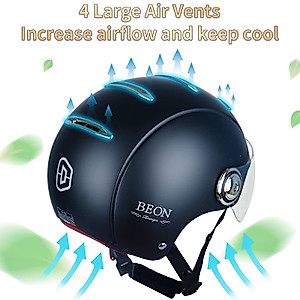 BEON Adult Bicycle Helmet with Tinted Visor Mountain & Road Bike Helmets for Men Women Cycling Helmet for Recreational Bicycling Jet Helmet for Riding Scooter