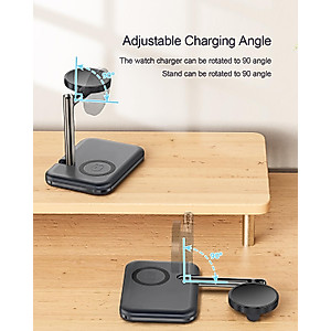 MAKAQI 2 in 1 Charger Stand for Samsung Watch and Earbuds, Foldable Charging Dock Compatible With Galaxy Watch 7/6 Classic/5/5 Pro/5 Classic/4/3/Active 2/1 & Galaxy Buds 2/2Pro/Live