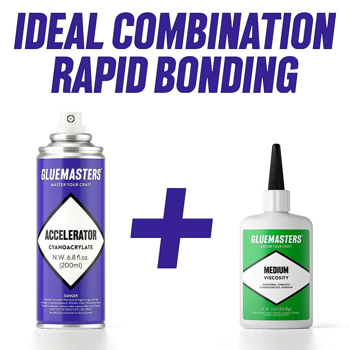 Professional Cyanoacrylate Super Glue Accelerator by GLUE MASTERS - (6.8 fl. oz) Aerosol Activator for instant adhesion for CA glues