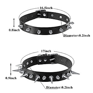 Hicarer 4 Pcs Women Men Cool Punk Choker Gothic Goth Spike Heart Shape Biker Choker PU Leather Collar Studded Rock Necklace (Black)