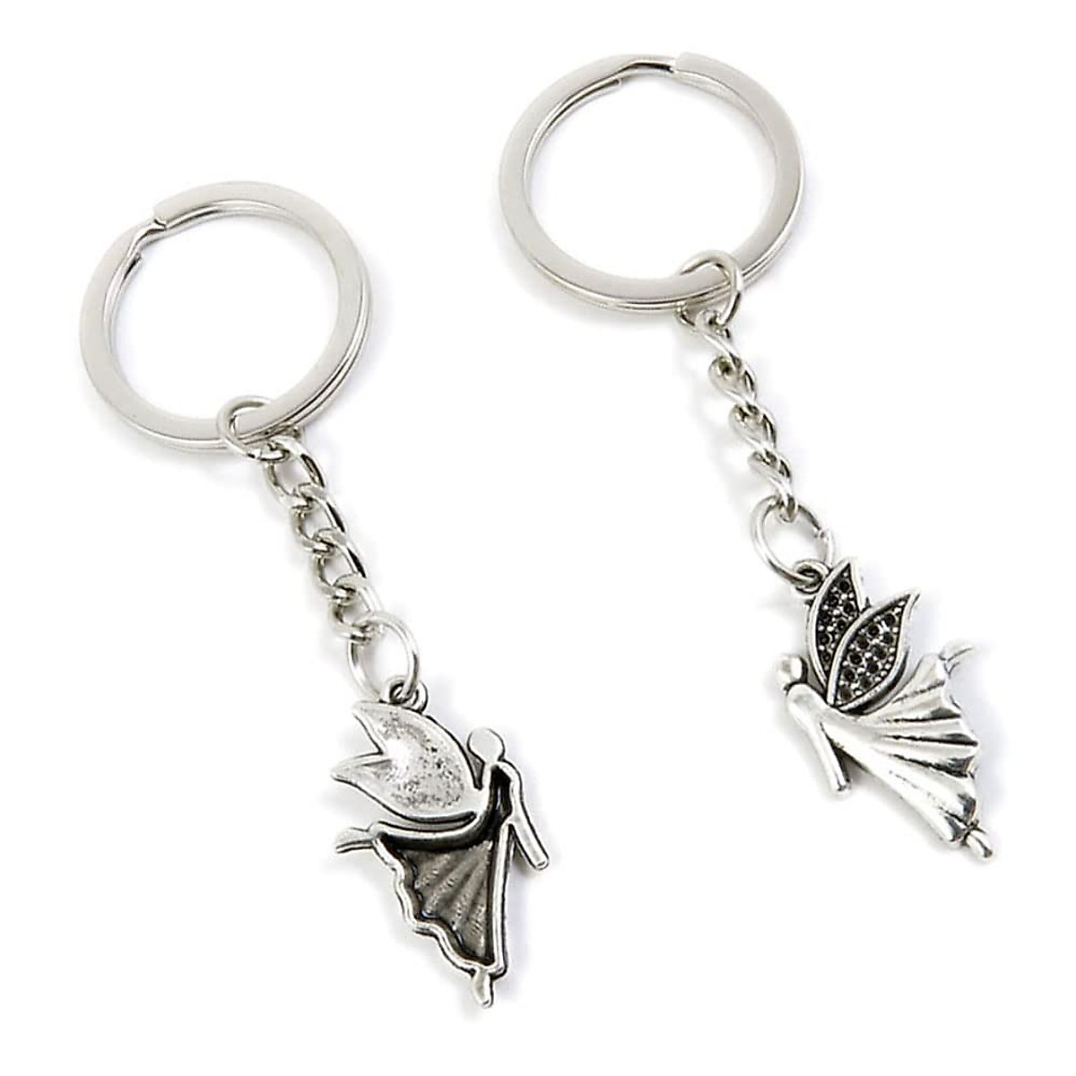 100 Pieces Keychain Keyring Door Car Key Chain Ring Tag Charms Supplies F7FB6Q Fairy Angel