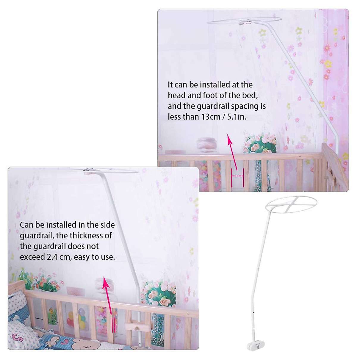 Mosquito Net Holder,Mosquito Net Stand Holder Set Adjustable Clip-On Crib Canopy Holder Rack Mosquito Net Accessories