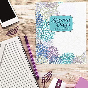 Cool Floral Card Organizer Book- Remember Special Days, Greeting Card Keeper, Softcover, 8" x 10", Spiral Bound