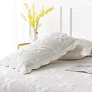 Brandream 6PC Luxury Bedding Quilt Set Queen King Size Farmhouse Quilt Bedspread Set Cotton Shabby Antique Bedroom Set