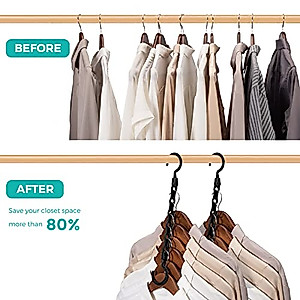 HOUSE DAY Space Saving Hangers for Clothes 10 Pack, Black Magic Hangers Multi Hangers Organizer, Closet Organizers and Storage System Closet Space Saver Hangers, Collapsible Hangers for Clothes