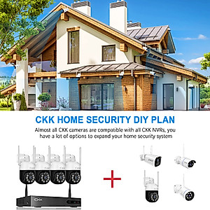 【Pan Tilt Zoom】 Wireless Security Camera System,4pcs 3MP PTZ Cameras Outdoor Indoor, 8 Channel 3MP WiFi Surveillance NVR System with 1TB Hard Drive,Floodlights & Siren Alarm,AI Human Detection