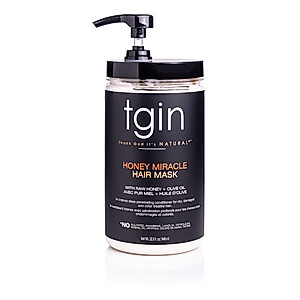 tgin Honey Miracle Hair Mask - Jumbo, 32 fl oz - Deep Conditioner for Natural, Dry, Damaged, Colored Treated Hair - Type 3c and 4c Hair