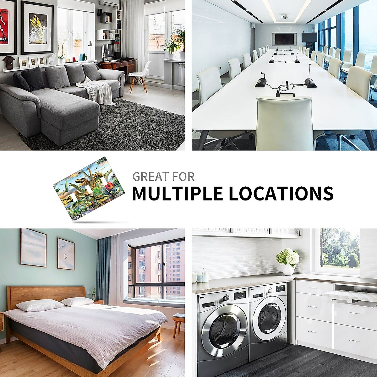 3 Gang Triple Toggle Dinosaur Light Switch Wall Plate Cover Kids Boys Play Room Decor Decorative Faceplate Cool Fun Wallplate for Playroom Playground Decorate