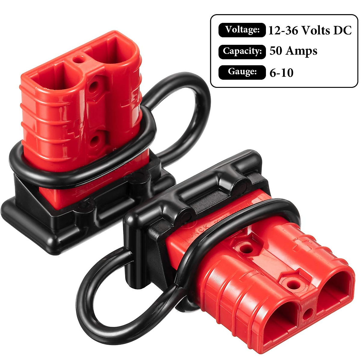 Boao 6 Sets 6-10 Gauge Battery Quick Connect Disconnect 50a 12-36v Battery Quick Connector Quick Wire Harness Plug Kit Battery Quick Connector Disconnect Plug for Motor Winch Trailer(Red)