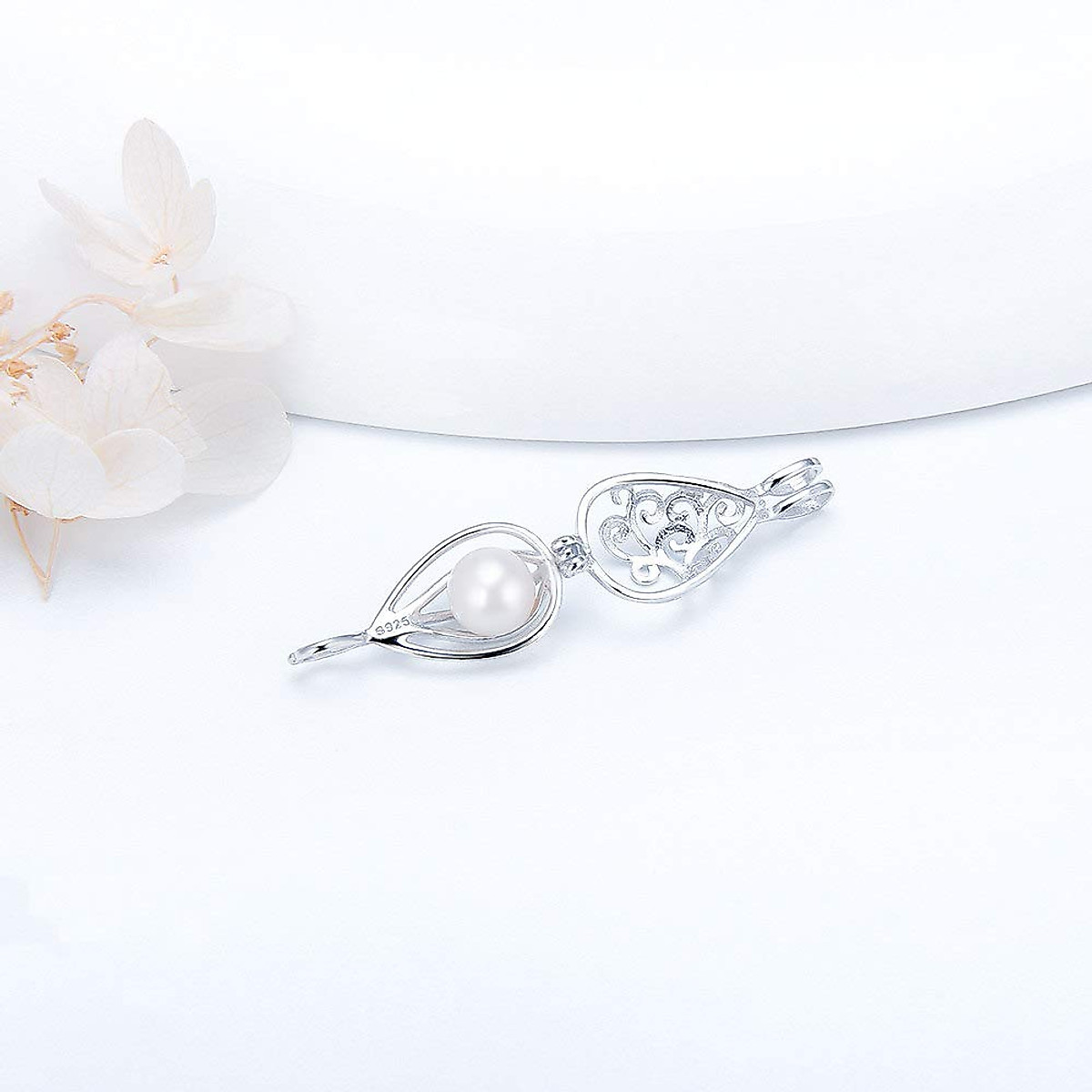 LGSY 925 Sterling Silver Waterdrop Cage Pendants Crafting Charm for DIY Necklace Bracelet Jewelry Making