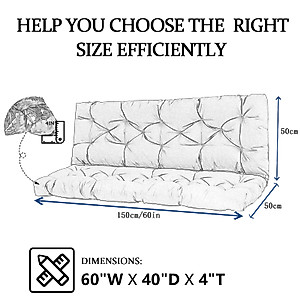 DEWQFXD Swing Replacement Cushions Waterproof Porch Swing Cushions 2-3 Seater Outdoor Swing Cushions for Outdoor Furniture 60x40 Inches