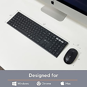 X9 Slim Bluetooth Mouse and Keyboard Combo - Dual BT + 2.4G Pair 3 Devices - Full-Size Rechargeable Wireless Mouse and Keyboard Combo - Multi-Device Wireless Keyboard Mouse Combo for PC - Black