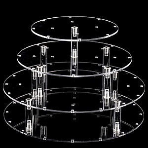 TOPZEA 3-Tier Cake Pop Display Stand, 36 Hole Clear Acrylic Lollipop Holder Round Tiered Cupcake Dessert Display Stand, Ideal for Baby Shower, Wedding, Birthday, Party, Anniversary, Halloween