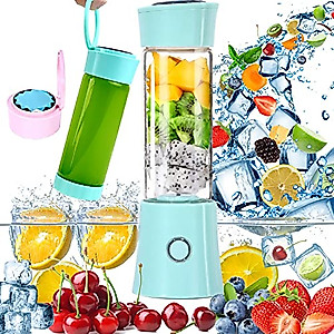 Toycol Portable Blender Mini Personal Juicer Cup Travel Smoothie Maker with Updated 6 Blades,Wireless USB Rechargeable Fruit Juice Mixer with 4000mAh Battery 16Oz for Outdoors,Home,Office,Sports Christmas Gift Blue
