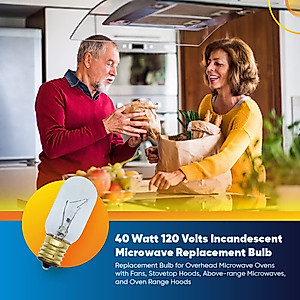 40W 120V Replacement for Whirlpool 8206232A Bulb by Technical Precision - T8 Incandescent Microwave Replacement Bulbs - Replaces 125V 40W Appliance Bulb for Range Hood & Oven - E17 Screw Base - 2 Pack